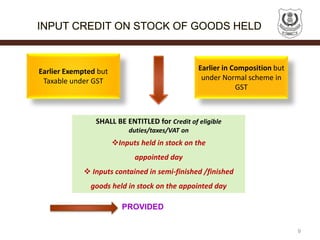 TRANSITIONAL PROVISIONS IN GST | PPT