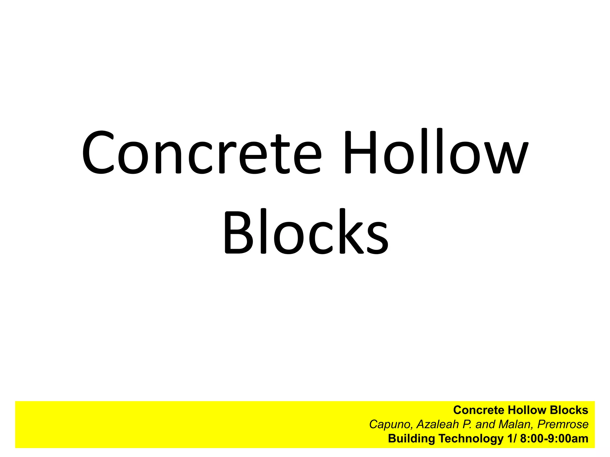 BT 1: Concrete Hollow Blocks | PDF