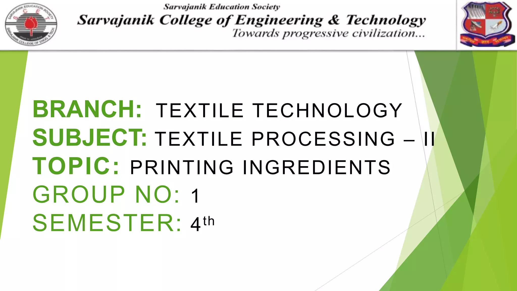 Printing Ingredients | PPTX