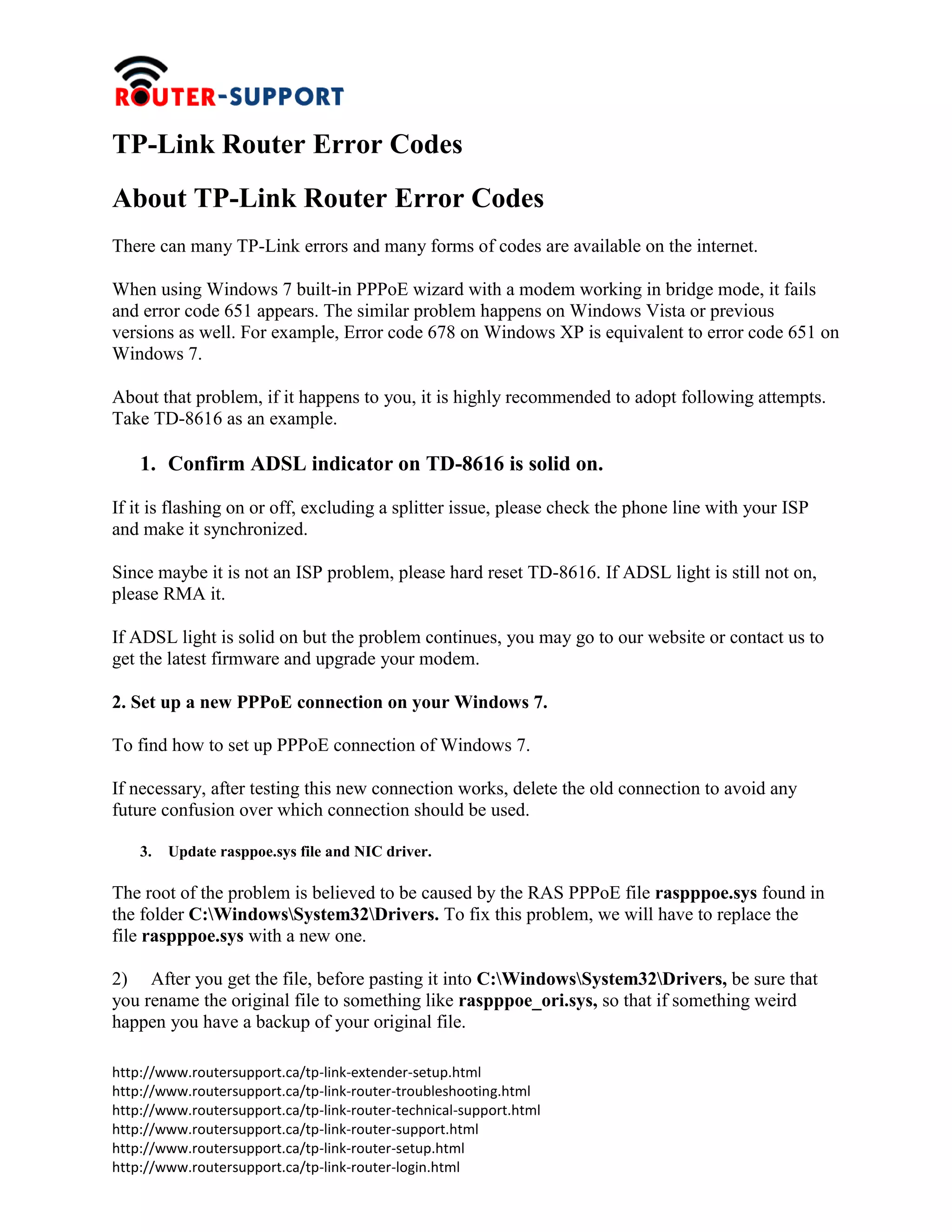 Tp link error codes | PDF