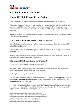 Tp link error codes | PDF