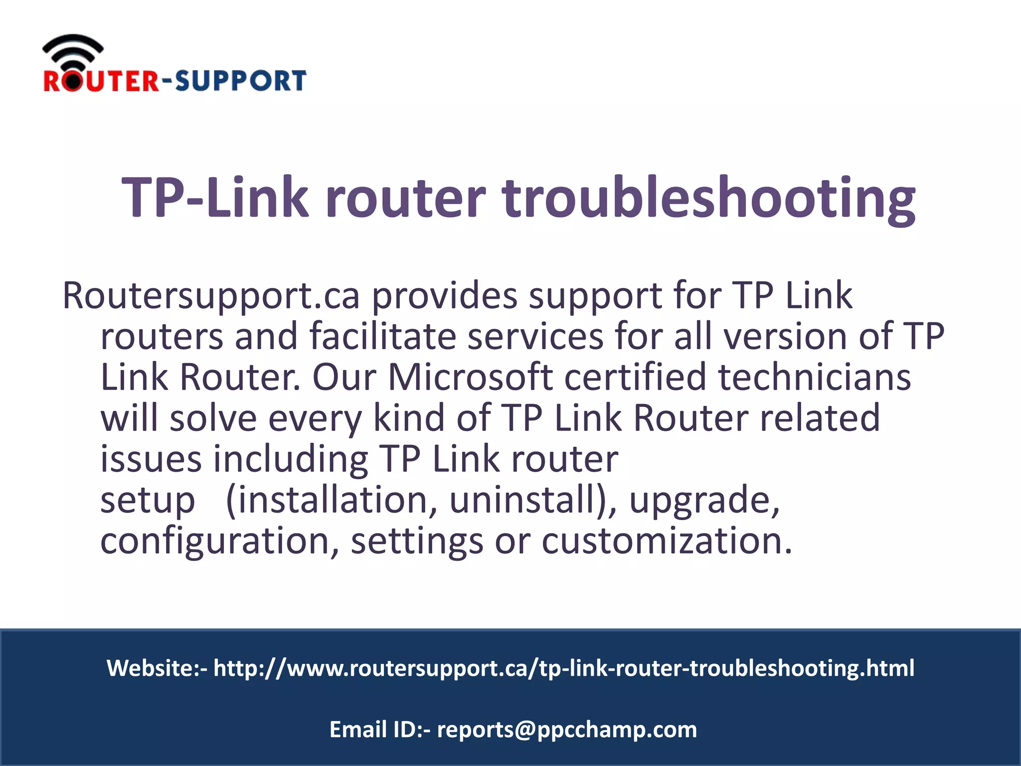 Tp link router support | PPTX
