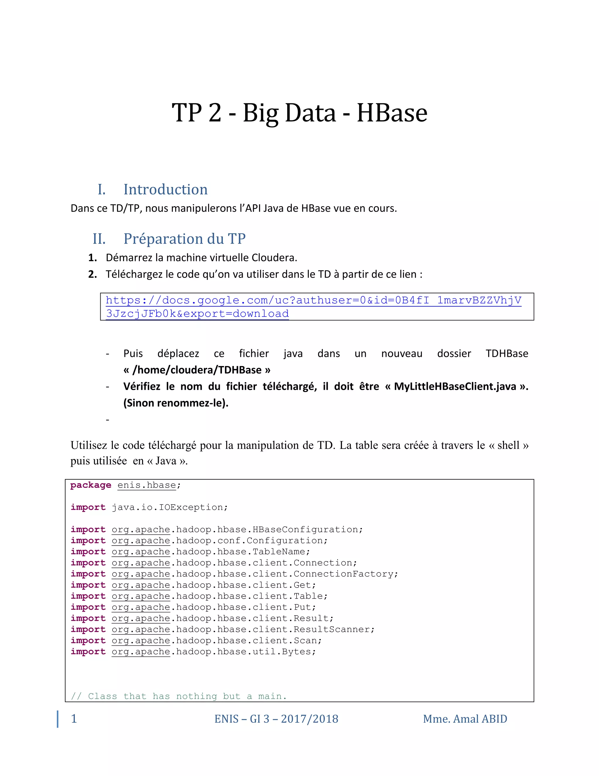 TP2 Big Data HBase | PDF | Databases | Computer Software and Applications