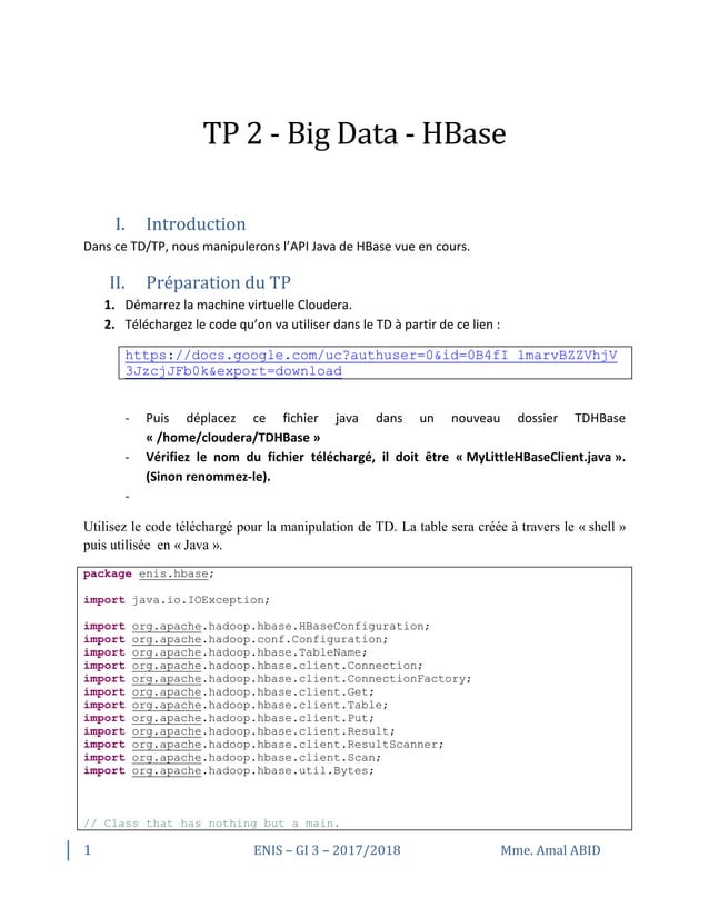TP2 Big Data HBase | PDF | Databases | Computer Software and Applications
