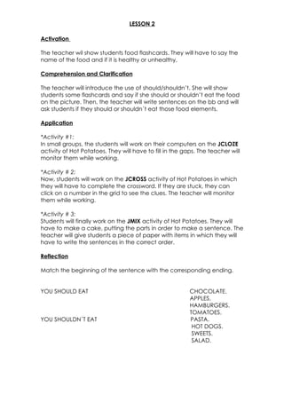 Hot Potatoes - unit of work | DOC