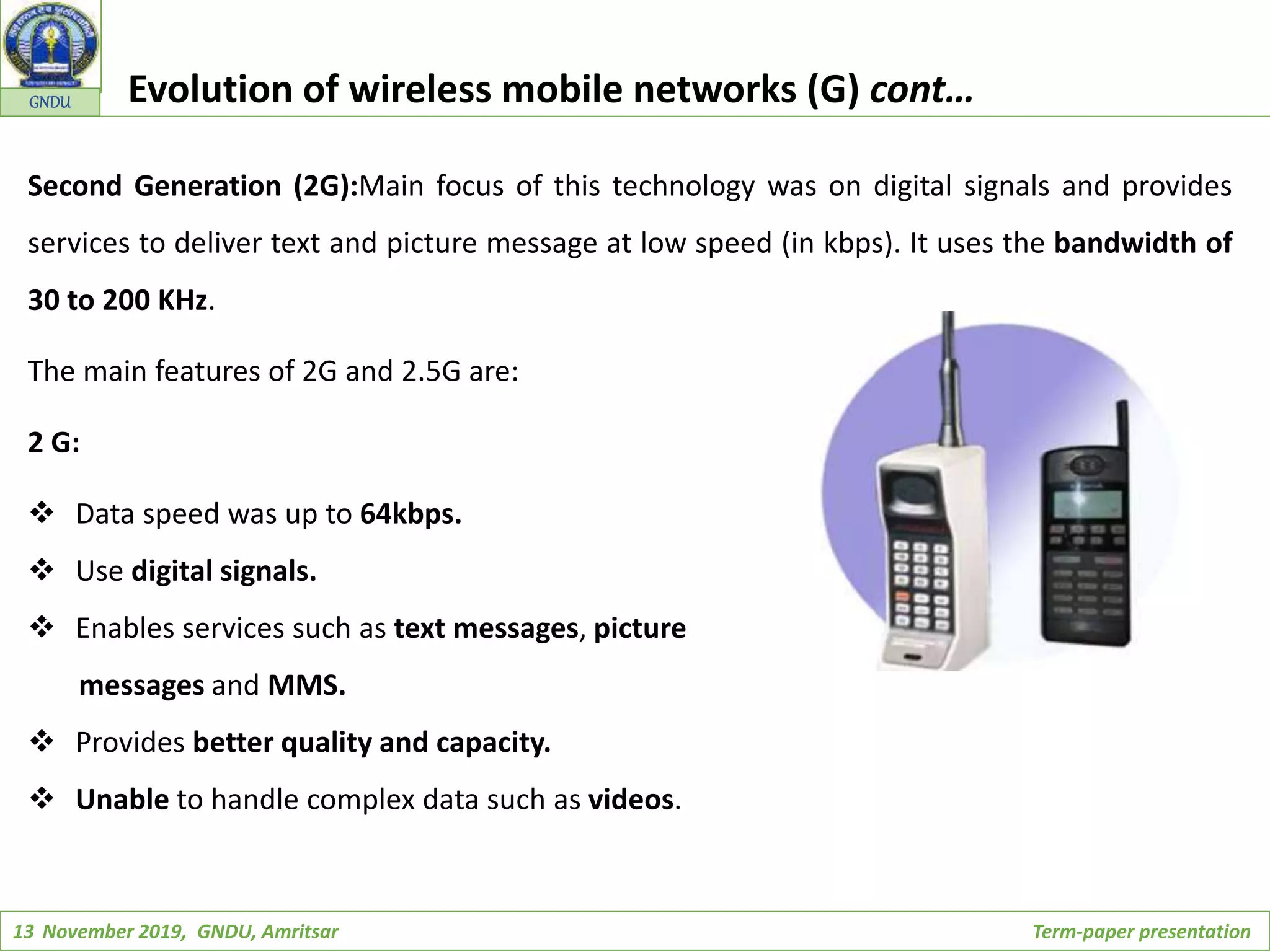 Evolution of wireless data Networks, Modulation and multiple access techniques for 5G | PPTX
