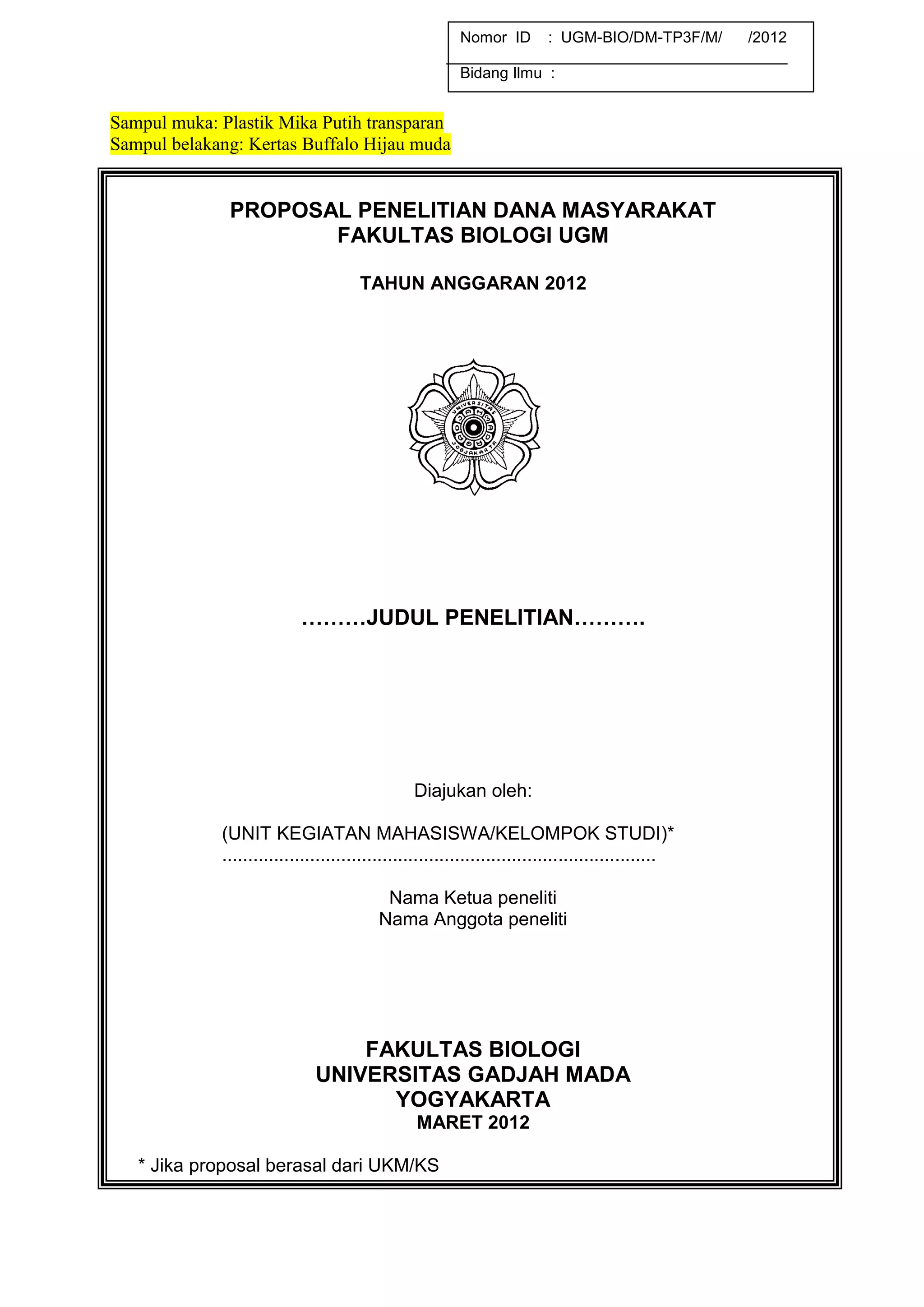 Tp3 f for-mat proposal hibahmahasiswa - 2012 | PDF
