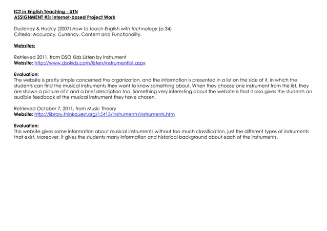 Assignment Nº 3: Internet-based Project Work | PPT | Free Download