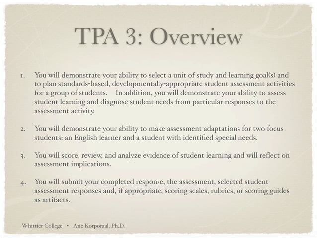 TPA3 Overview | ZIP | Professional School | Postgraduate Education