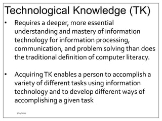 Technological Pedaogical Content Knowledge. | PPT