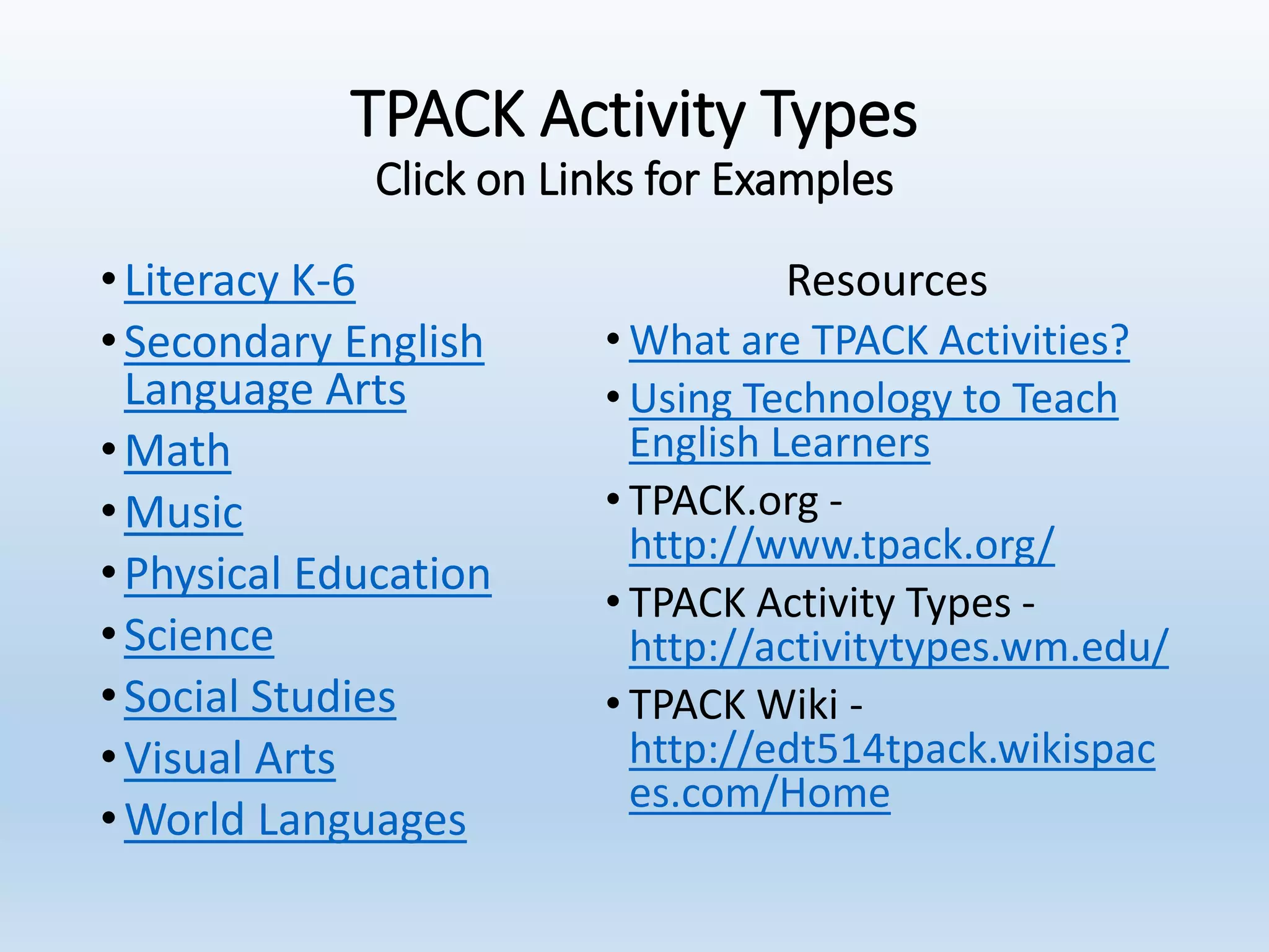 Tpack and technology integration | PPTX