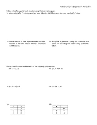 Rate of Change Lesson Plan | PDF