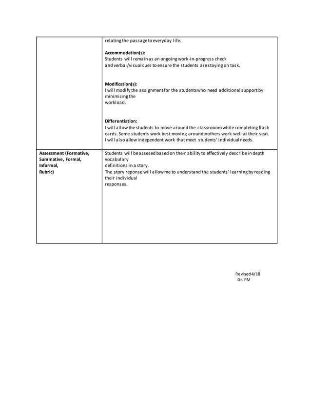 Tpack lesson plan | DOCX | Educational Assessment | Education