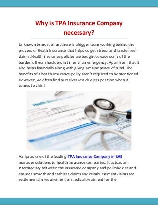 Tpa health insurance company in Dubai