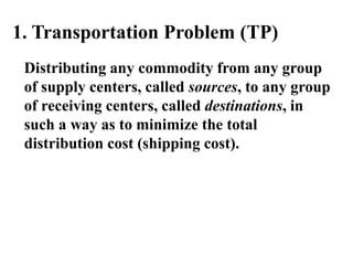 Transportation and Assiggnment problem ppt | PPT
