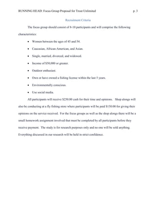 IMC 611 Focus Group Proposal for Trout Unlimited (Week 4 Assignment) | DOCX