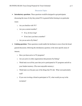 IMC 611 Focus Group Proposal for Trout Unlimited (Week 4 Assignment) | DOCX