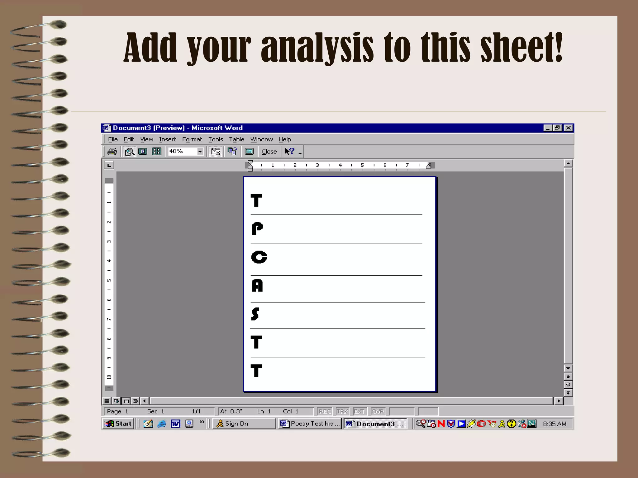POETRY ANALYSIS -TPCASTT | PPT