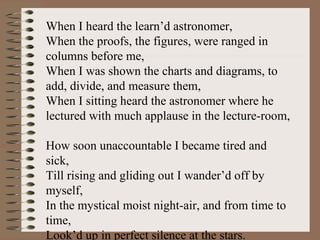 Tpcastt of learn'd astronomer | PPT