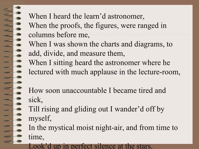 Tpcastt of learn'd astronomer | PPT