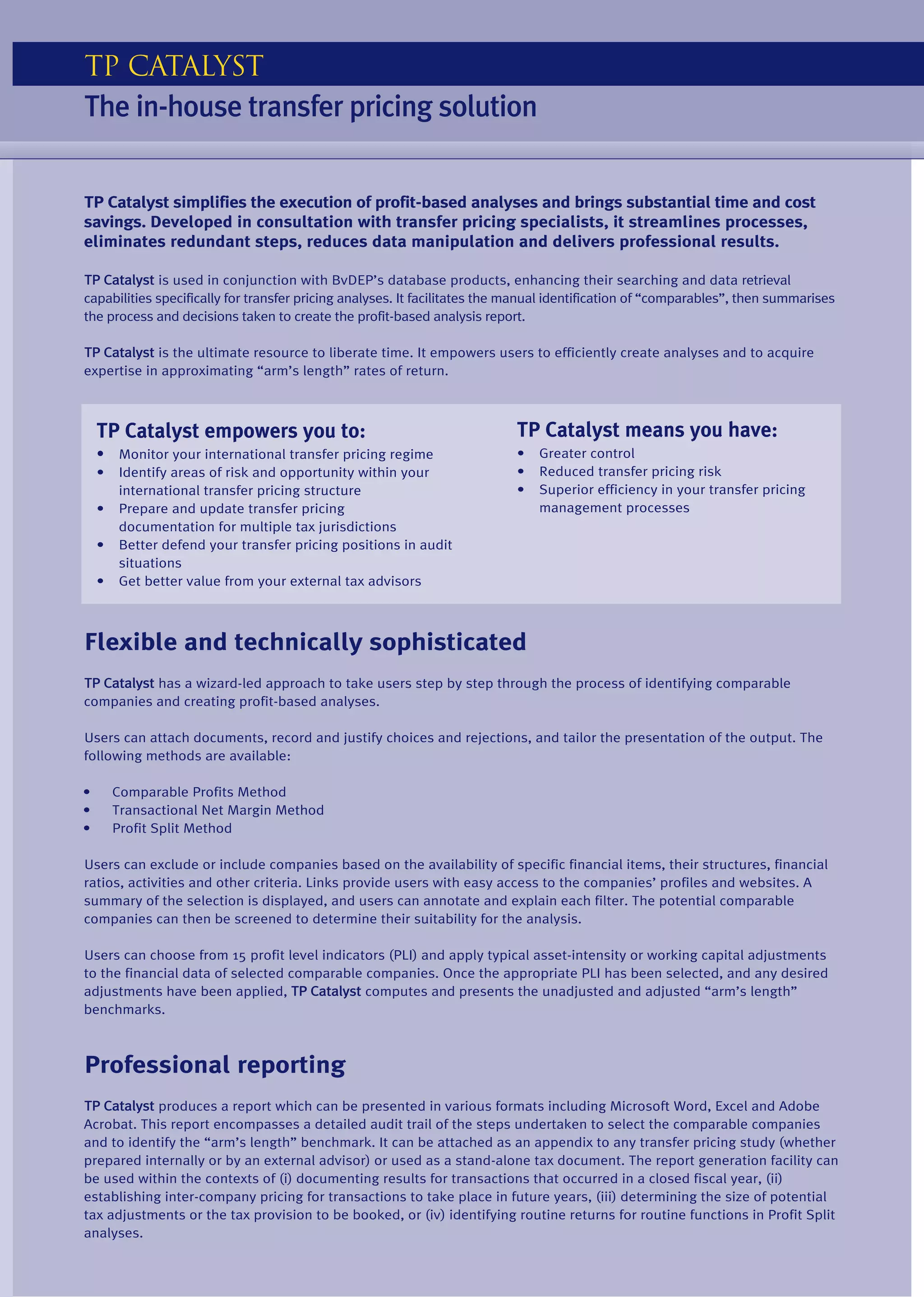 Transfer Pricing Database and Software Catalyst | PDF