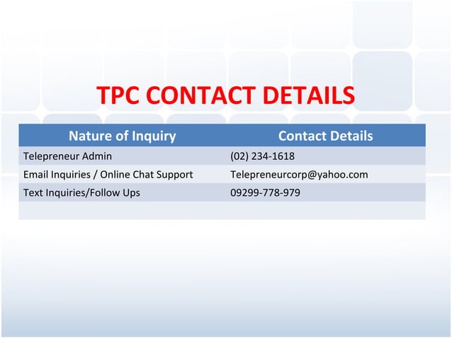 TPC presentation | PPT