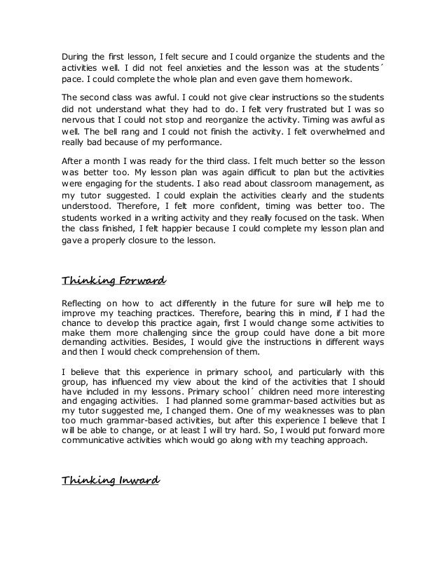 TPD. Final Reflection Primary School