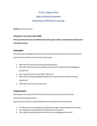 Reflective Learning Dimensions for Teaching English as a Secondary ...
