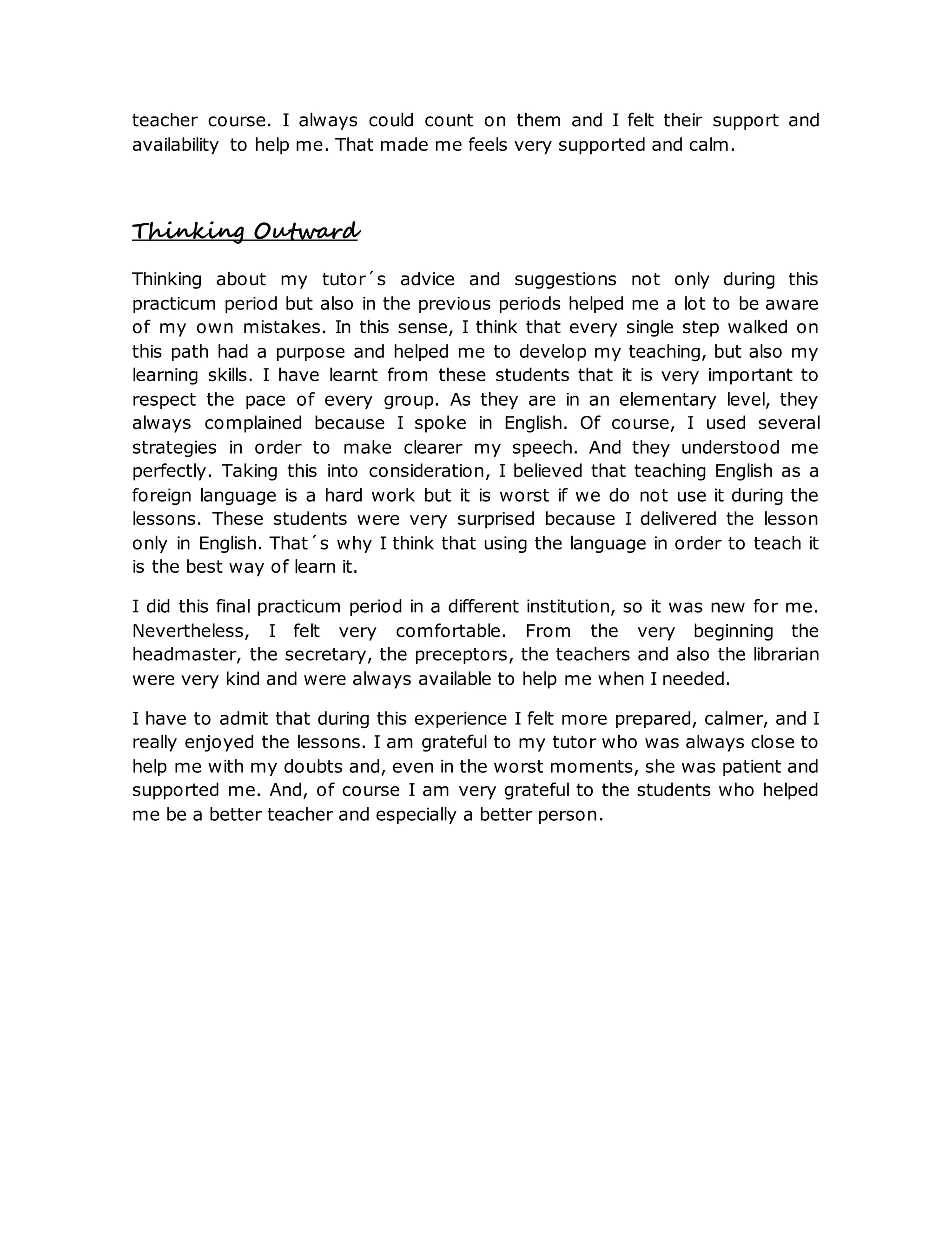 TPD Final Reflection Secondary School | DOCX