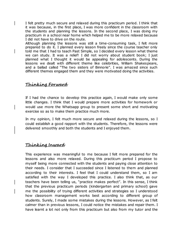 TPD Final Reflection Secondary School | PDF