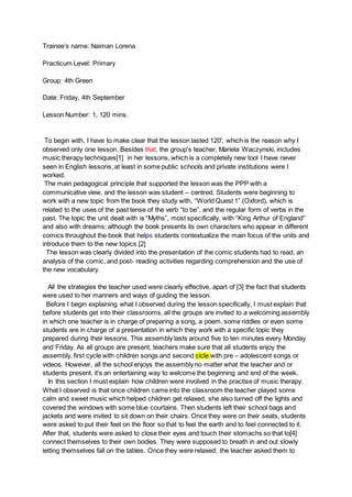 Tpd journal observation1lessons12-primary | PDF