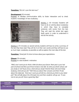 Lesson plan class 2 - secondary | DOCX