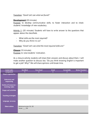 Lesson plan class 4 - secondary | DOCX
