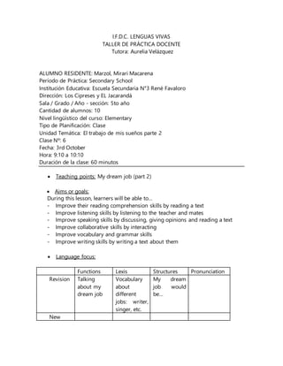 Lesson plan class 6 - secondary | PDF
