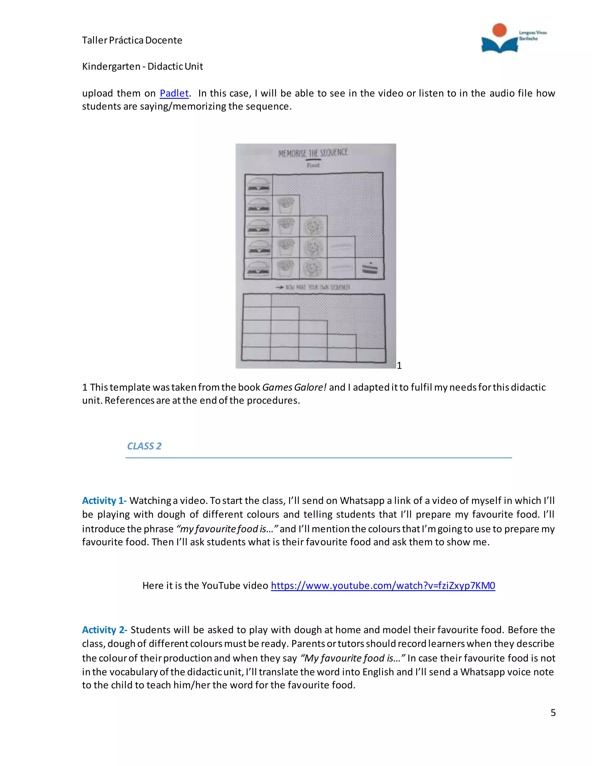 Mock didactic unit - Kindergarten | PDF