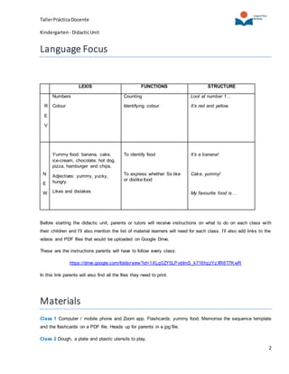 Mock didactic unit - Kindergarten | PDF