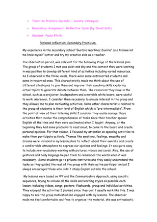 Personal reflection | PDF