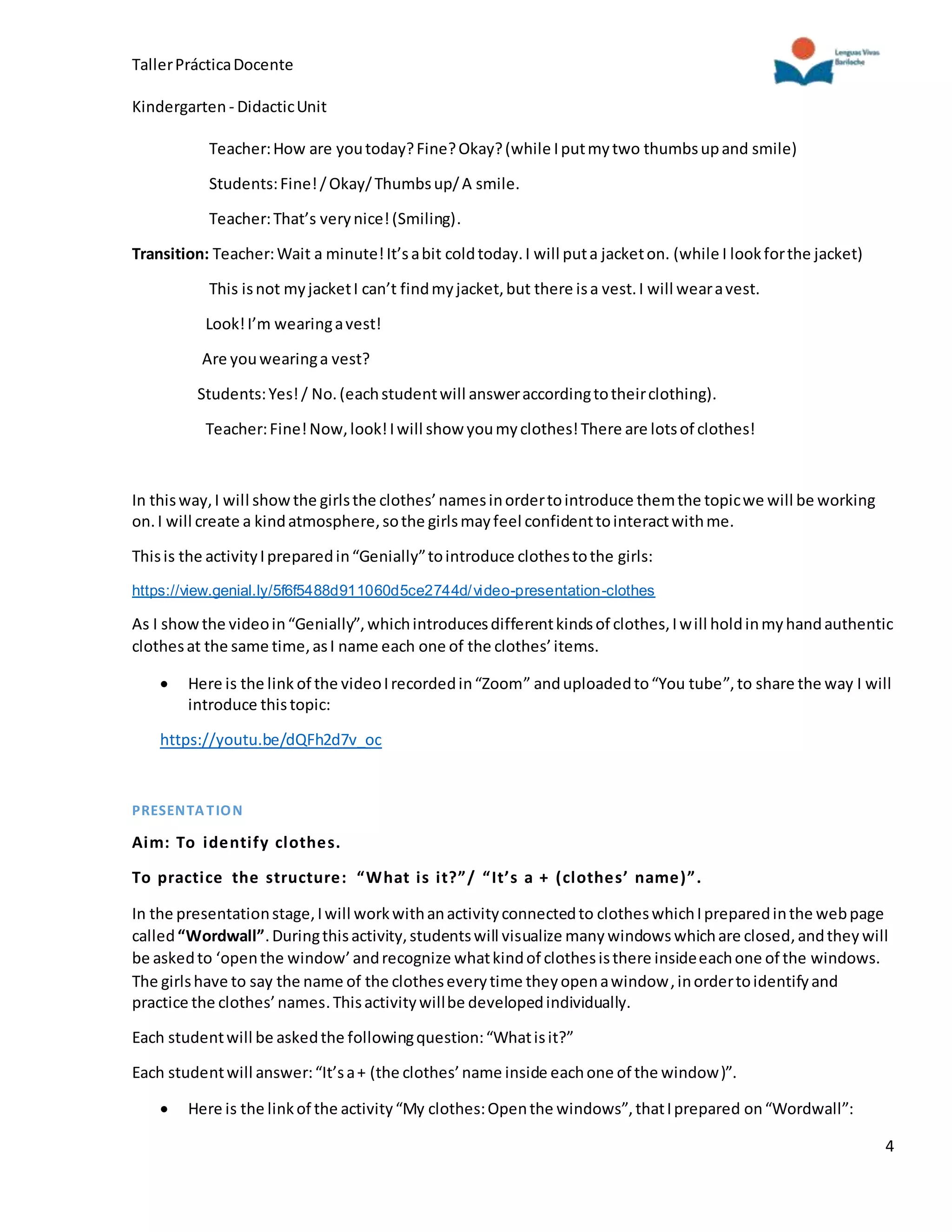 TPD - Primary Lesson Plans - Didactic Unit - Buttiglieri Micaela | DOCX