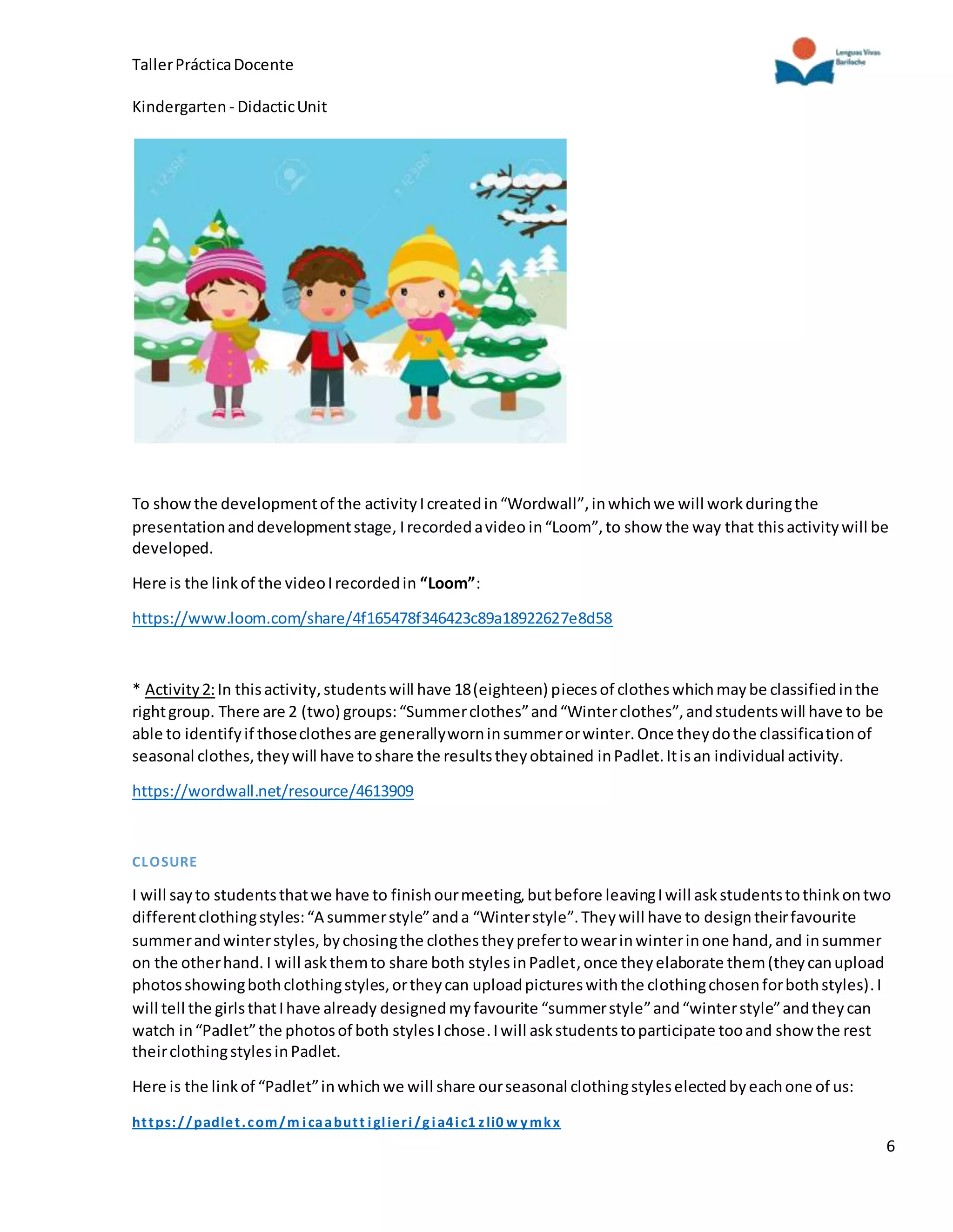 TPD - Primary Lesson Plans - Didactic Unit - Buttiglieri Micaela | DOCX