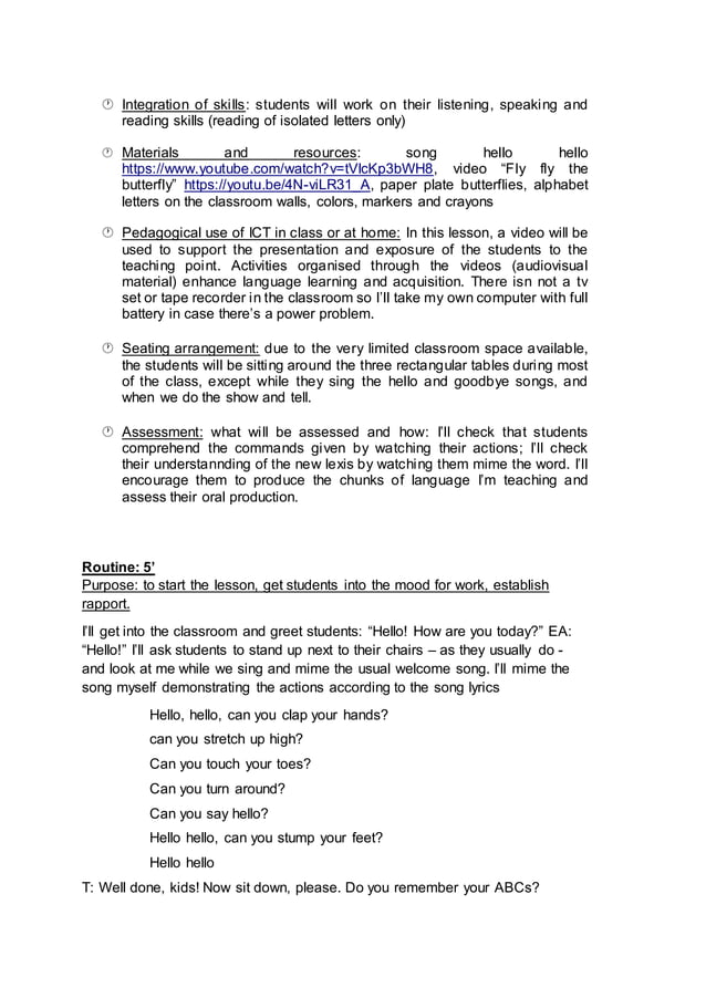 Kindergarten - Lesson 1 | PDF