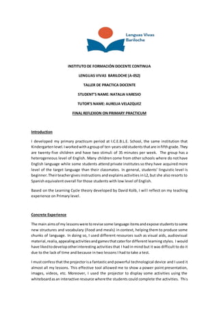 Tpd varesio-final reflexion- primary level | DOCX