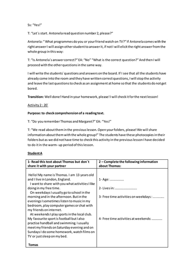 Tpd 2015 tielve - secondary - lesson plan 2 | DOCX | Homework and Study ...