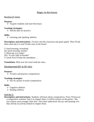 Lesson plans, class 8 | DOCX