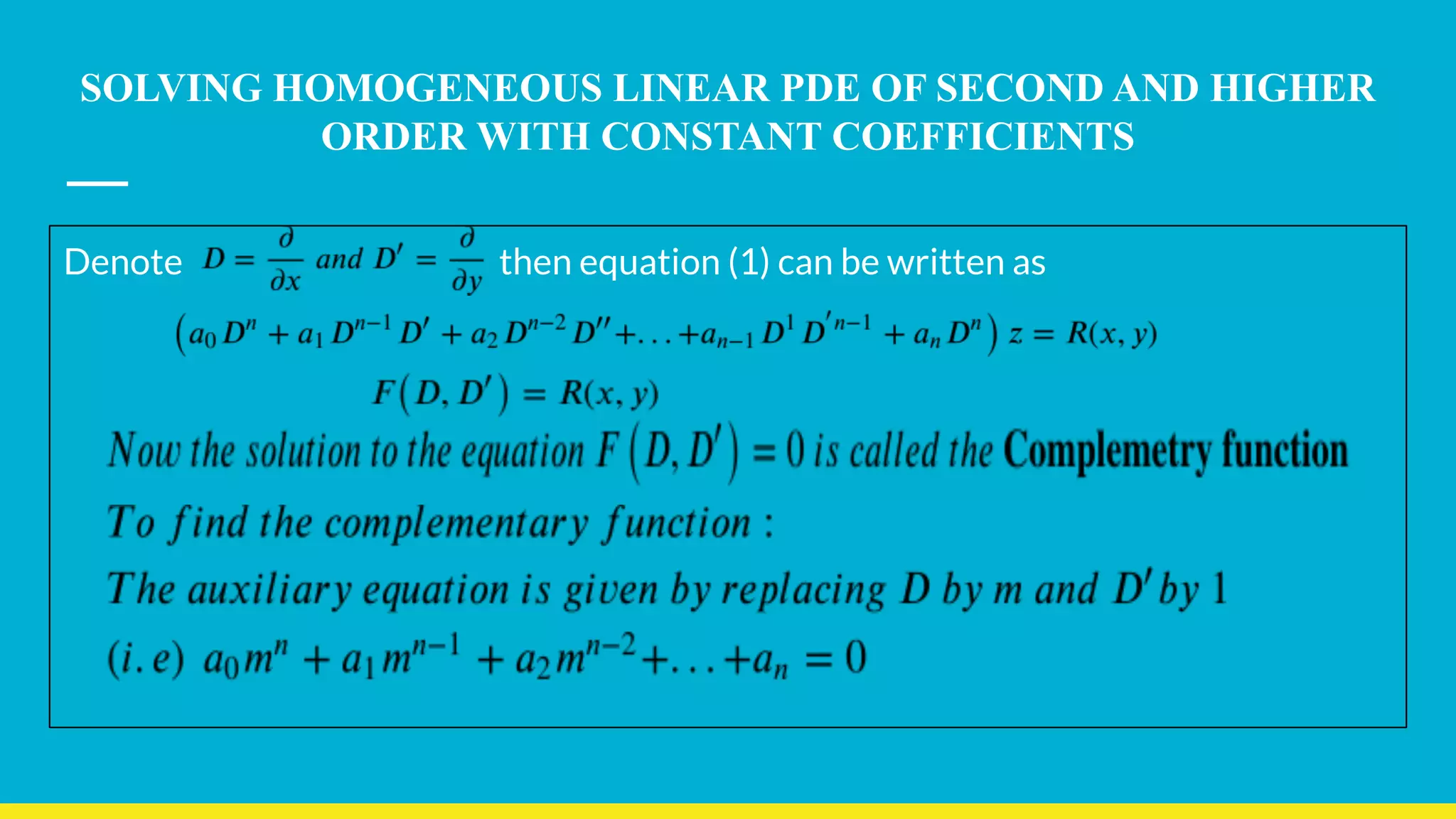 PDE HOMOGENEOUS EQUATIONS | PPT