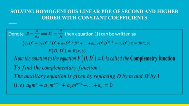 PDE HOMOGENEOUS EQUATIONS | PDF