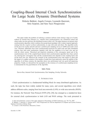 Coupling-Based Internal Clock Synchronization for Large Scale Dynamic Distributed Systems | PDF ...