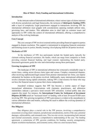 Rise of Third - Party Funding and International Arbitration | DOCX
