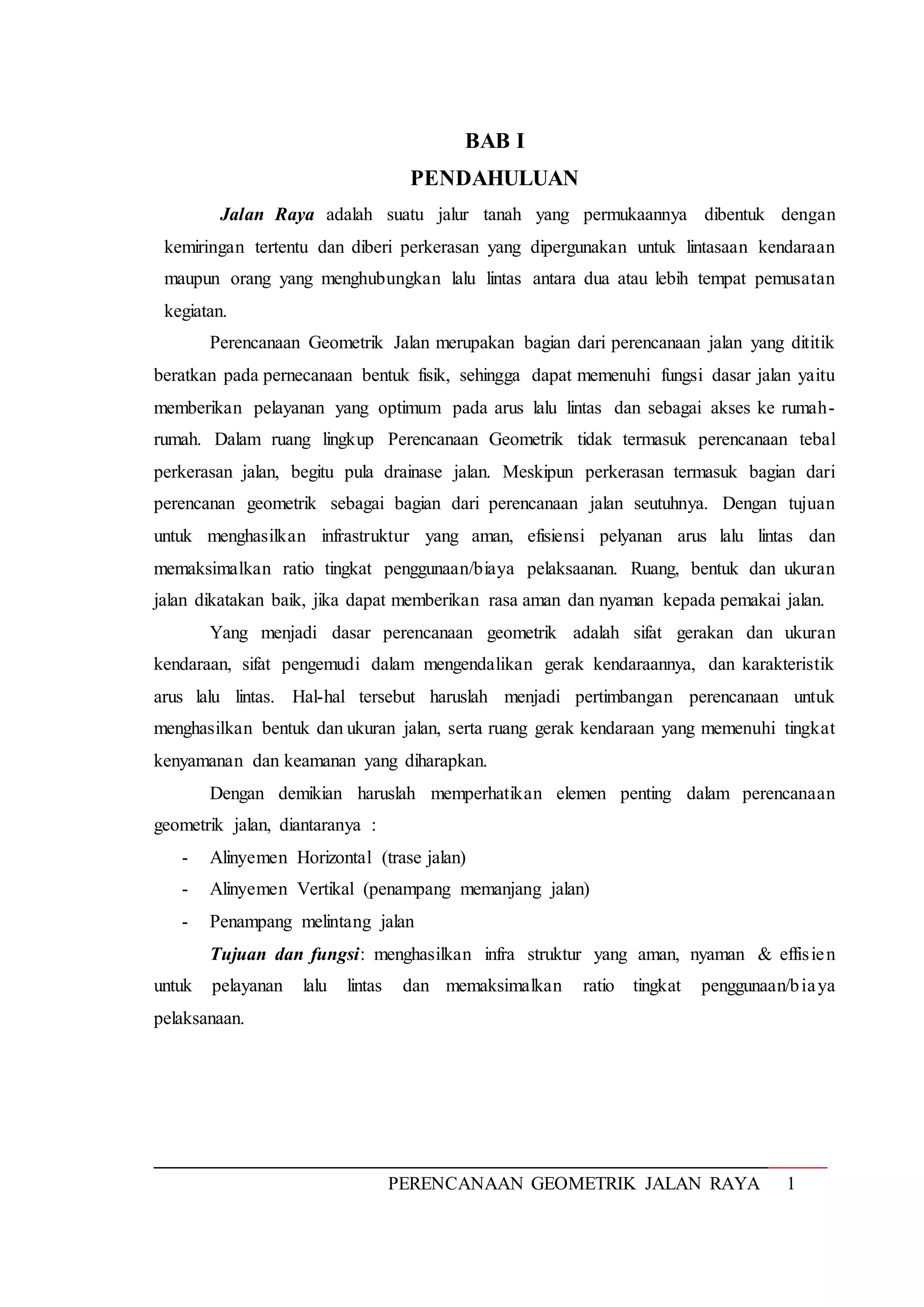 Geometrik Jalan Raya (Perencanaan) | DOCX