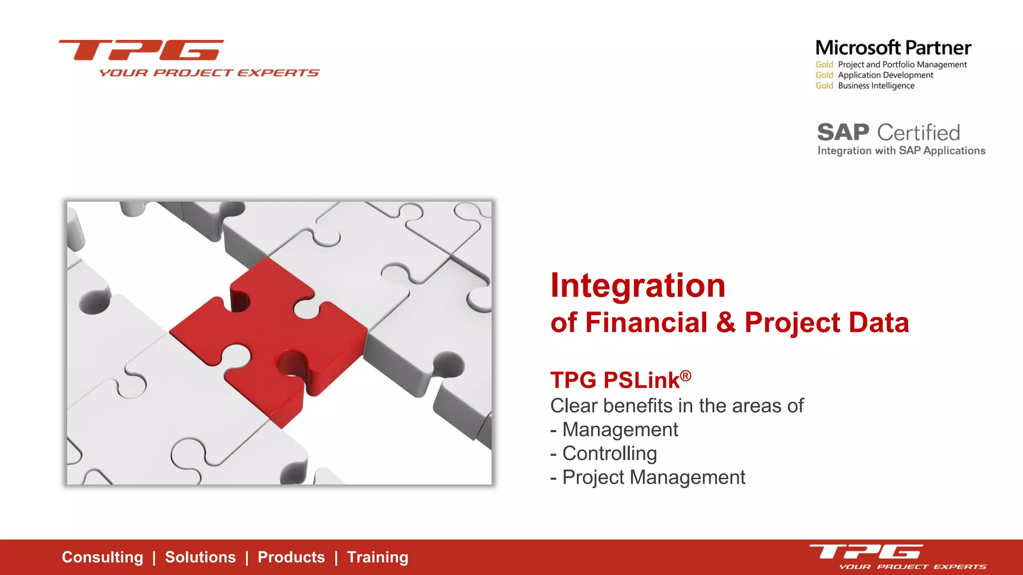 TPG PSLink - Integration of Financial and Project Data (Integration of ...