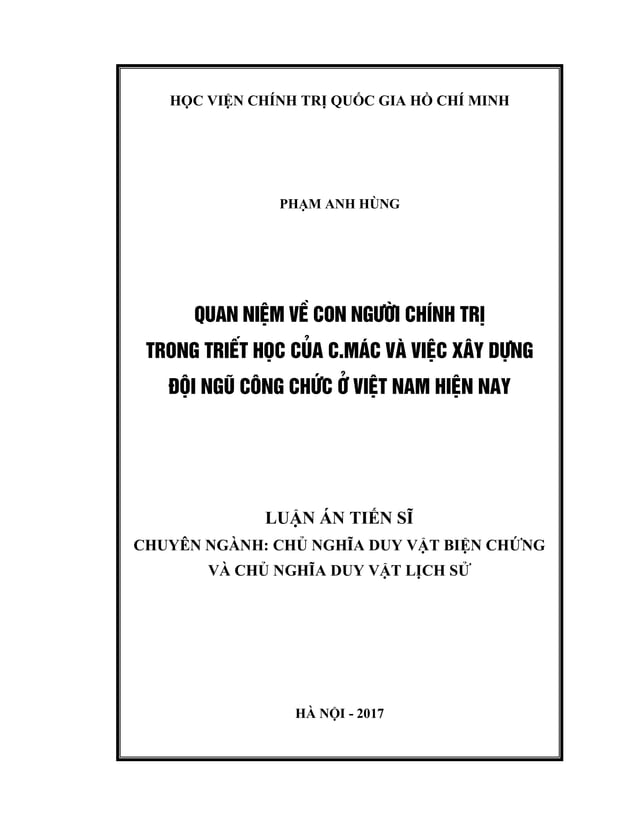 Luận án: Quan niệm về con người trong triết học của C.Mác, HAY | PDF